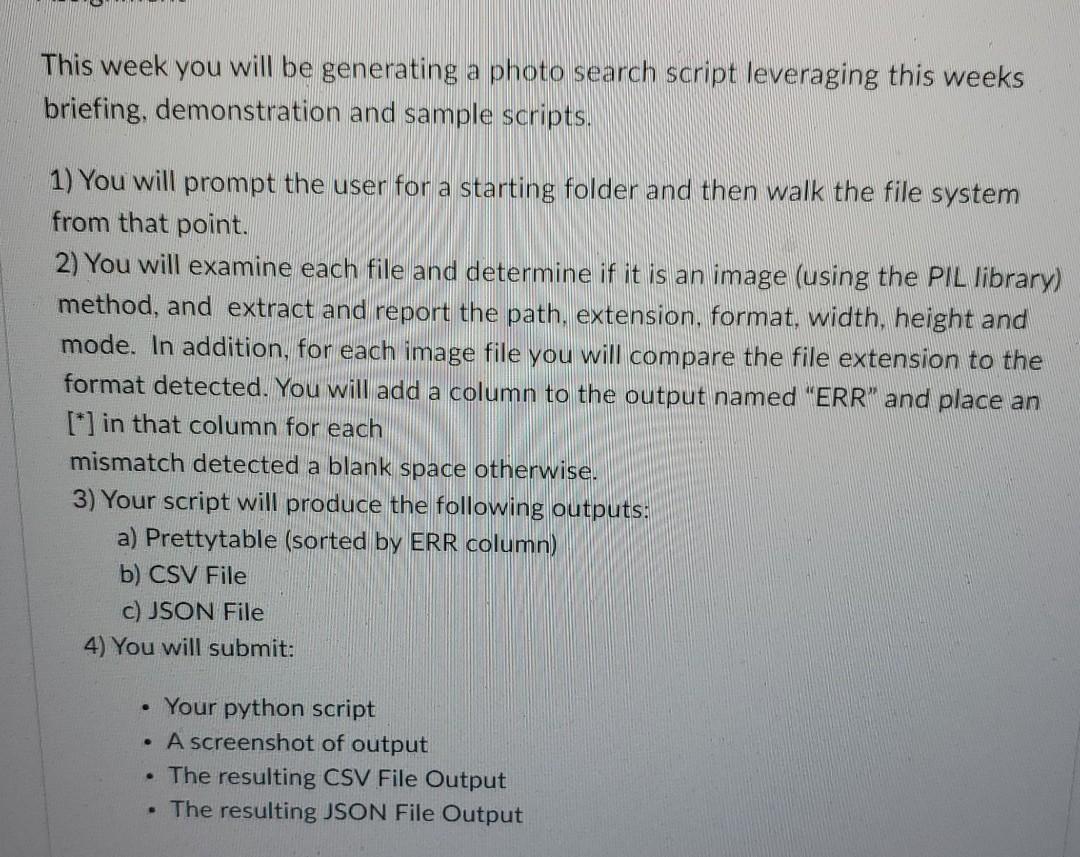 This week you will be generating a photo search | Chegg.com