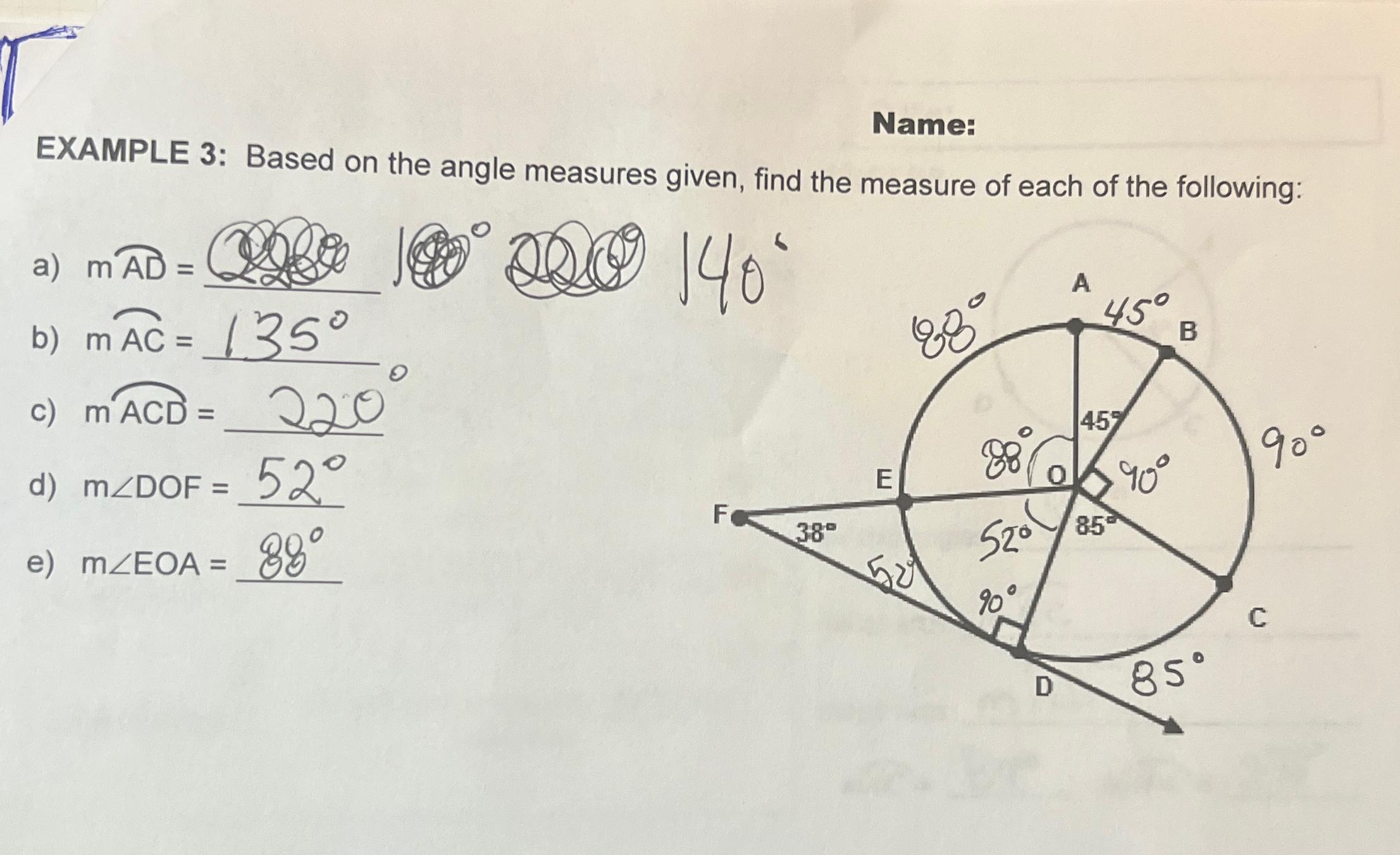 Solved Name:EXAMPLE 3: Based on the angle measures given, | Chegg.com