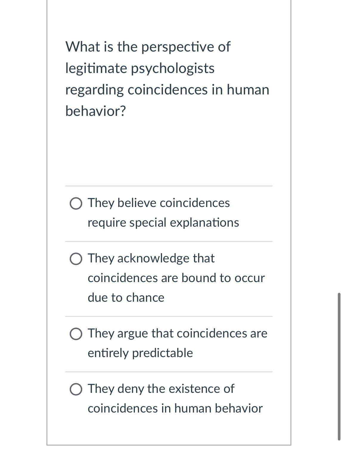 Solved What is the perspective of legitimate psychologists | Chegg.com