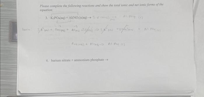 Solved Please complete the following reactions and show the | Chegg.com