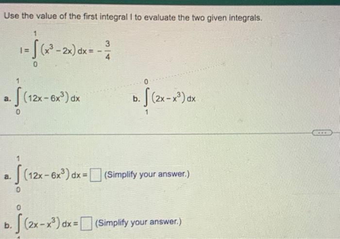 Solved Use the value of the first integral I to evaluate the | Chegg.com