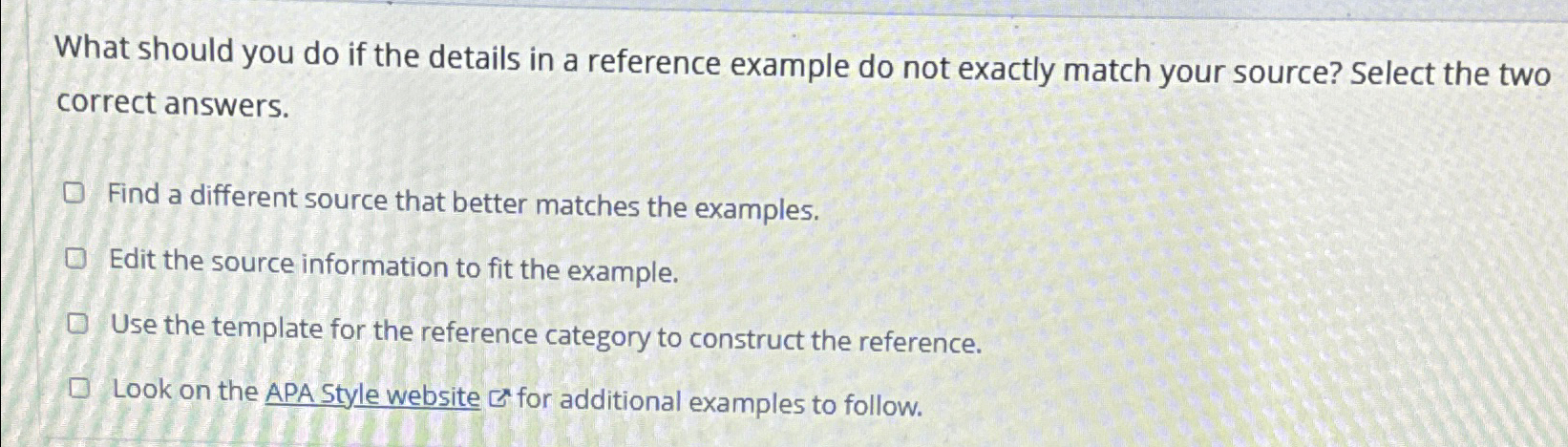 Solved What should you do if the details in a reference | Chegg.com