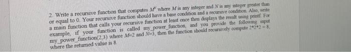 Solved 2 Write A Recursive Function That Computes M′ Where 7634