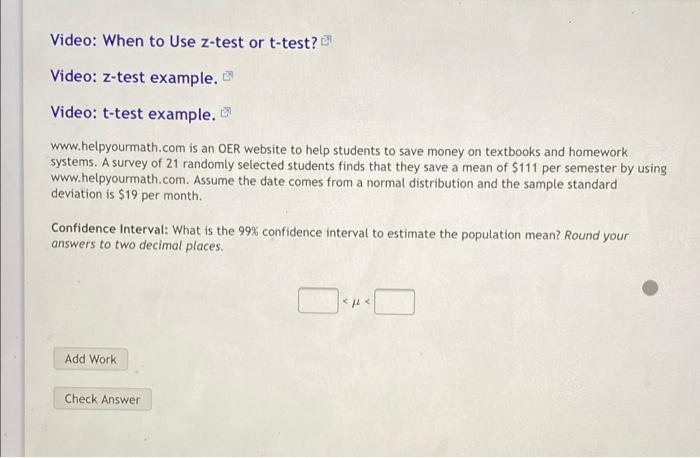 Solved Video: When to Use z-test or t-test? Video: Z-test | Chegg.com