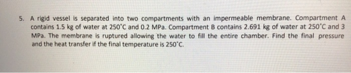 Solved 5. A rigid vessel is separated into two compartments | Chegg.com