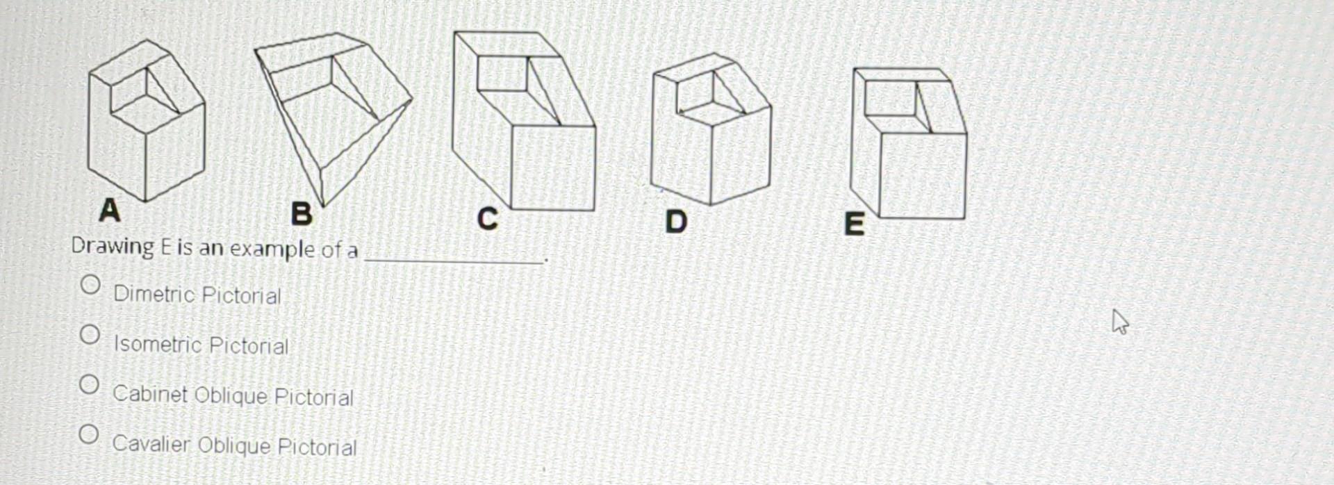 Solved A B Drawing C is an example of a O Dimetric | Chegg.com