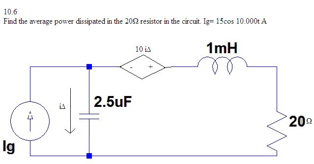 Solved Find the average power dissipated in the 20 Ohm | Chegg.com