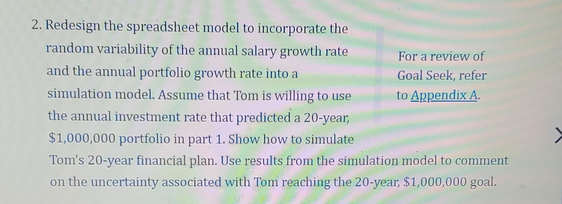 Solved Play the role of Tom Gifford and develop a simulation | Chegg.com