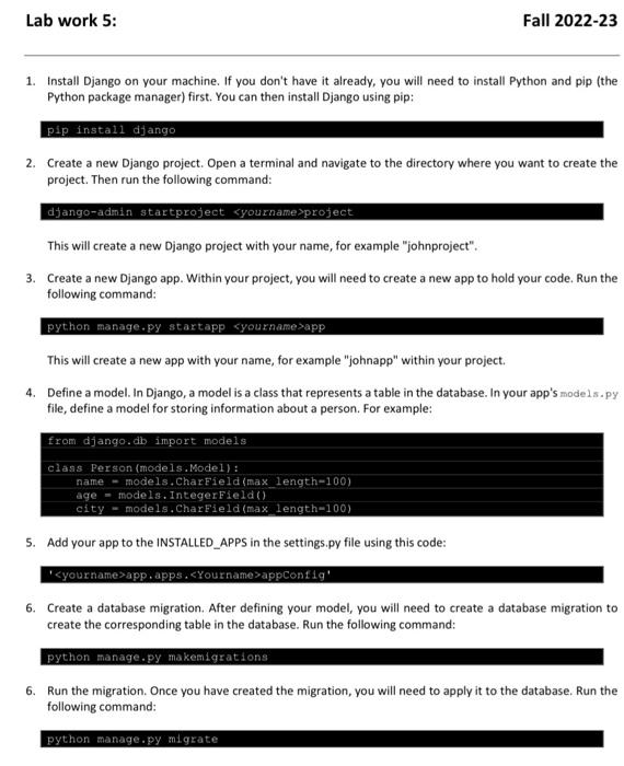 Solved 1 Install Django On Your Machine If You Dont Have 