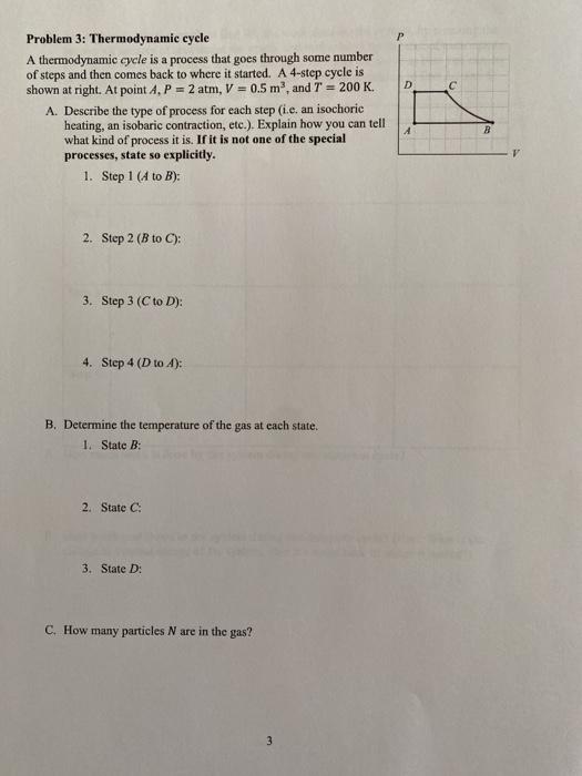 Solved D с Problem 3: Thermodynamic cycle A thermodynamic | Chegg.com