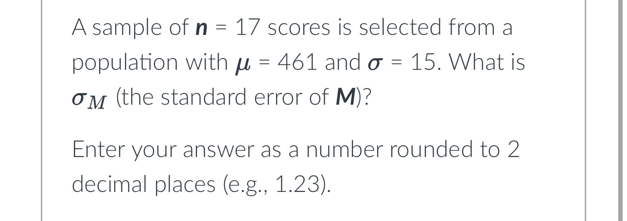 Solved A sample of n=17 ﻿scores is selected from apopulation | Chegg.com