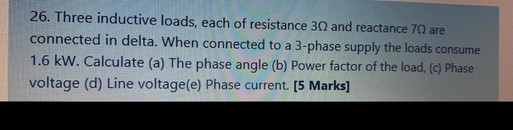 Solved 26. Three inductive loads, each of resistance 39 and | Chegg.com