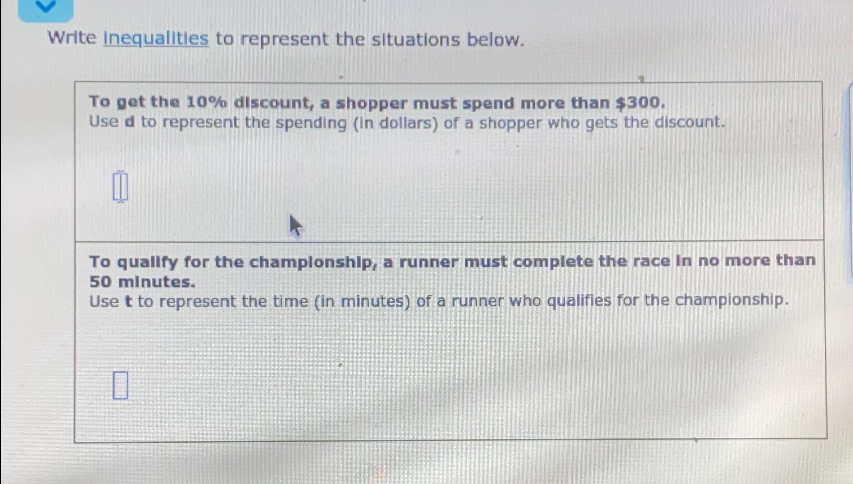Solved Write inequalities to represent the situations | Chegg.com
