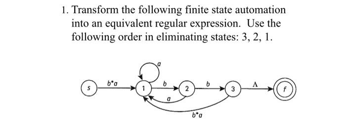 Solved 1. Transform the following finite state automation | Chegg.com