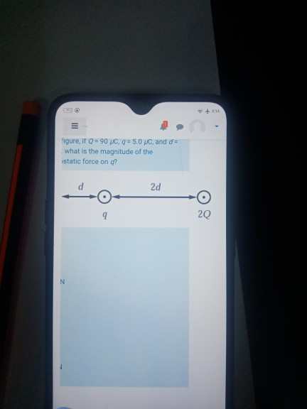 Solved In the figure, if Q = 90 JC, q= 5.0 LC, and d = 30 | Chegg.com