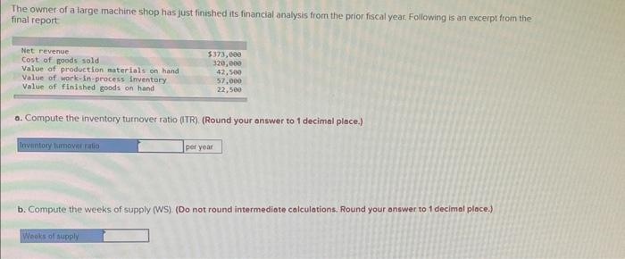 Solved The owner of a large machine shop has just finished | Chegg.com