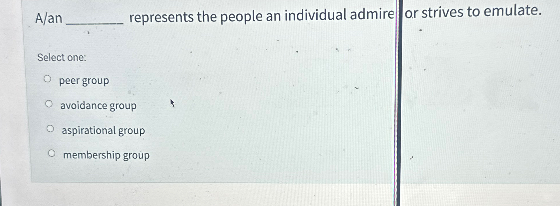 Solved A/an q, ﻿represents the people an individual admire | Chegg.com