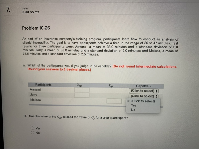 Solved value: 3.00 points Problem 10-26 As part of an | Chegg.com