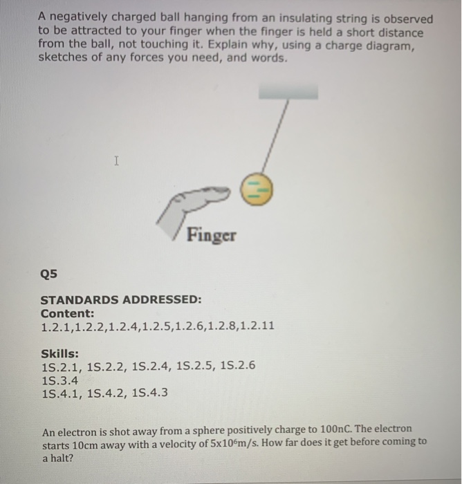 Solved A negatively charged ball hanging from an insulating | Chegg.com