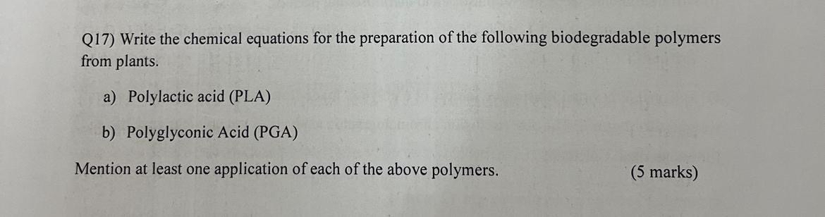 Solved Q17) ﻿Write the chemical equations for the | Chegg.com