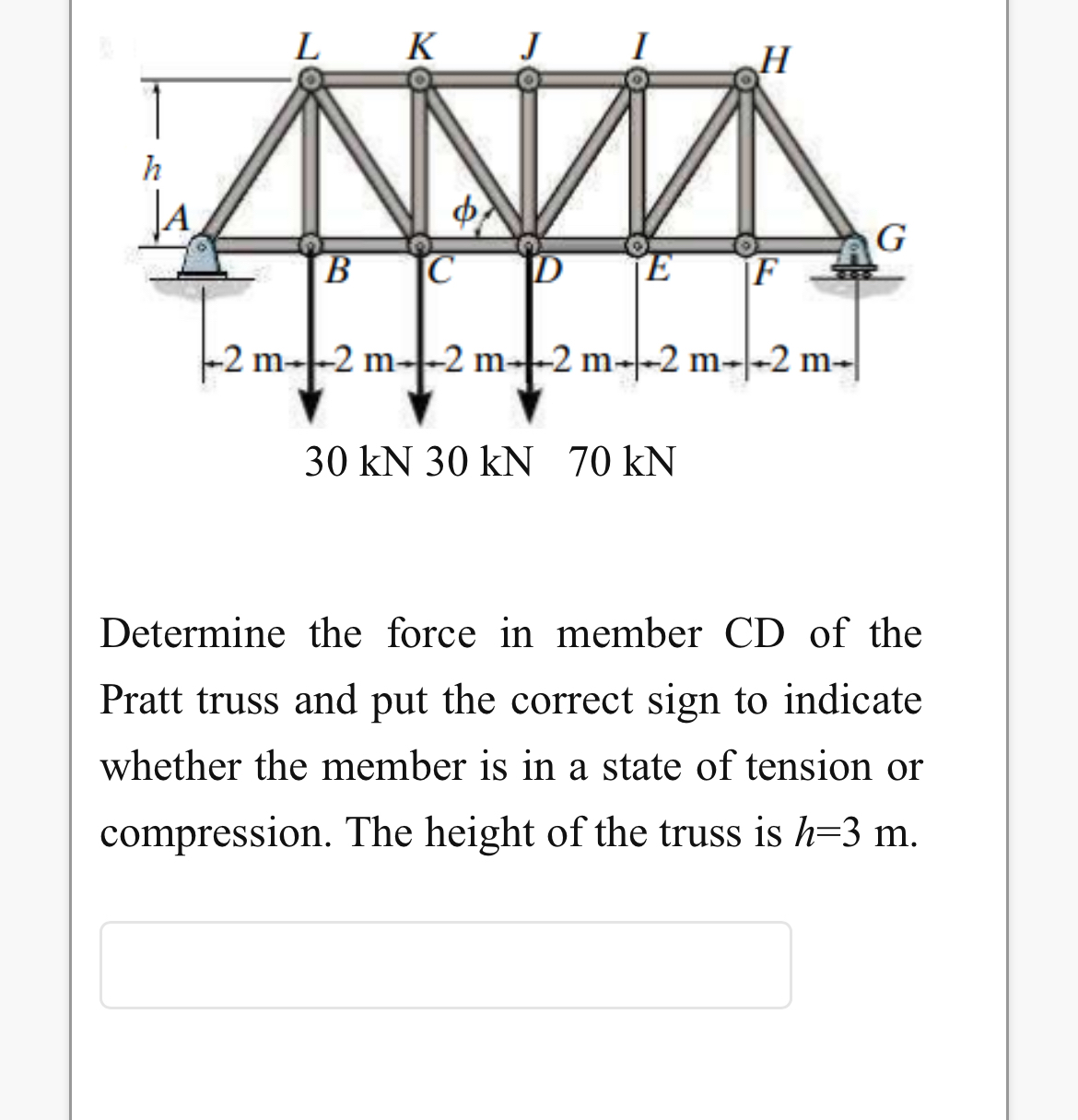 [solved] Determine The Force In Member Cd Of The Pratt Trus
