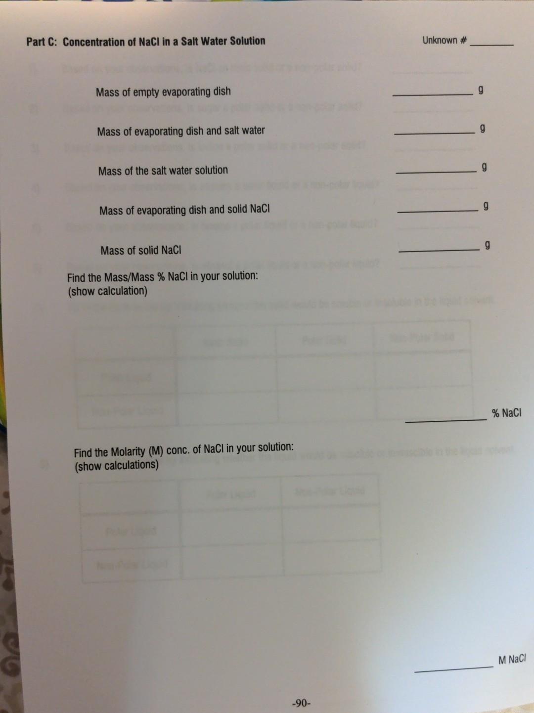 Solved Data Tables: Name: Part A: Solubility and Miscibility | Chegg.com