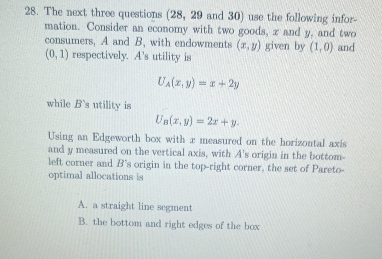 Solved The next three questions (28,29 and 30) use the | Chegg.com