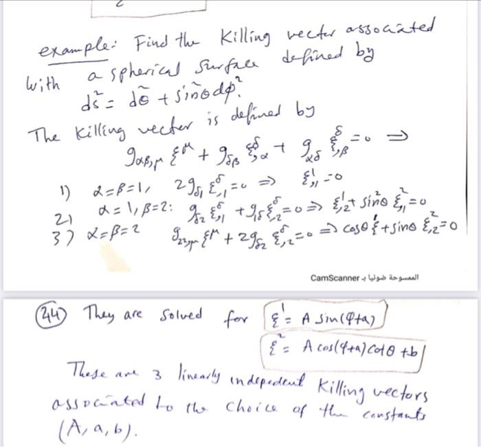 Solved with t example. Find the Killing vecter associated a | Chegg.com