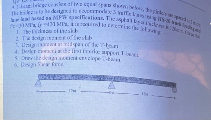 Solved A T-beam bridge consists of two equal spans shown | Chegg.com