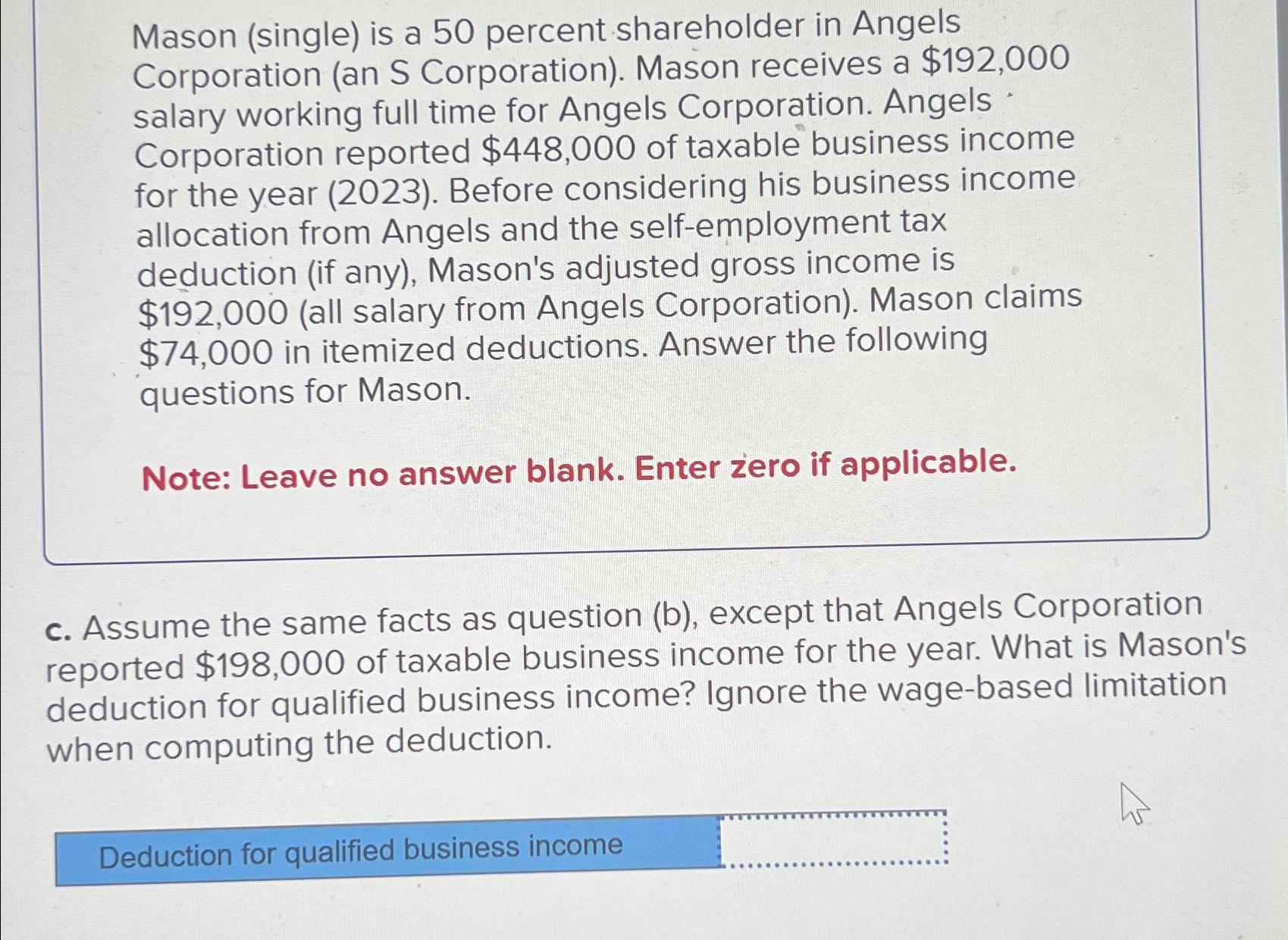 Solved Mason (single) ﻿is a 50 ﻿percent shareholder in | Chegg.com