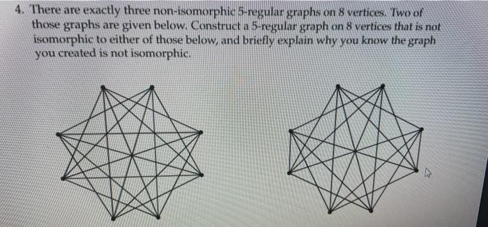 Solved 4. There are exactly three non-isomorphic 5-regular | Chegg.com