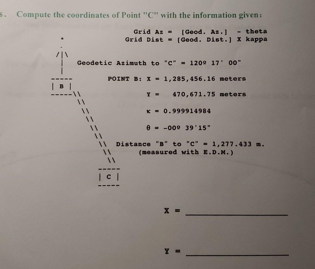 Solved 6. Compute the coordinates of Point "C" with the | Chegg.com