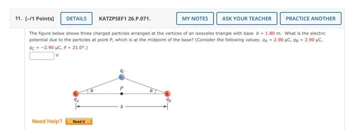 Solved 11. (-/1 Points) DETAILS KATZPSEF1 26.P.071. MY NOTES | Chegg.com Solved 11. (-/1 Points) DETAILS KATZPSEF1 26.P.071. MY NOTES | Chegg.com