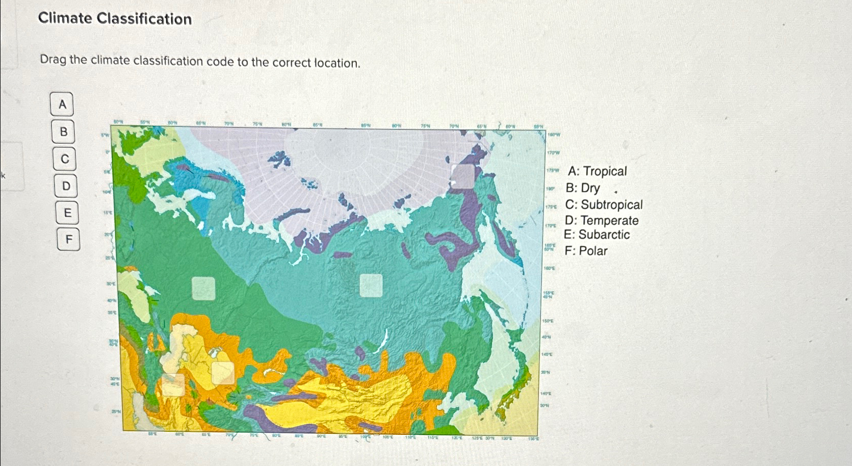Climate ClassificationDrag the climate classification | Chegg.com