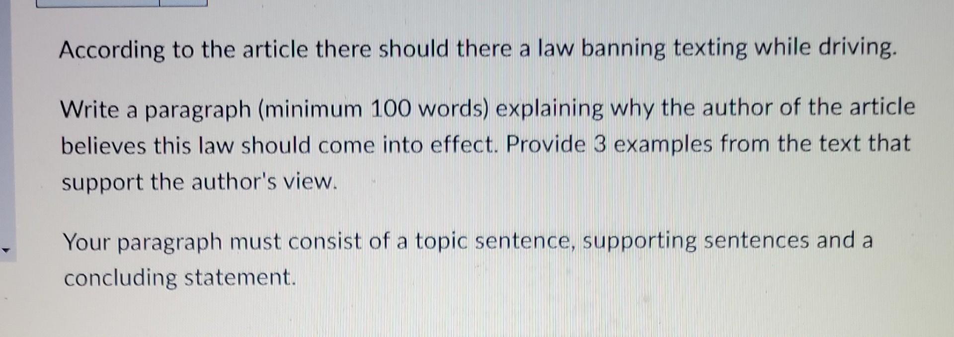 According to the article there should there a law | Chegg.com