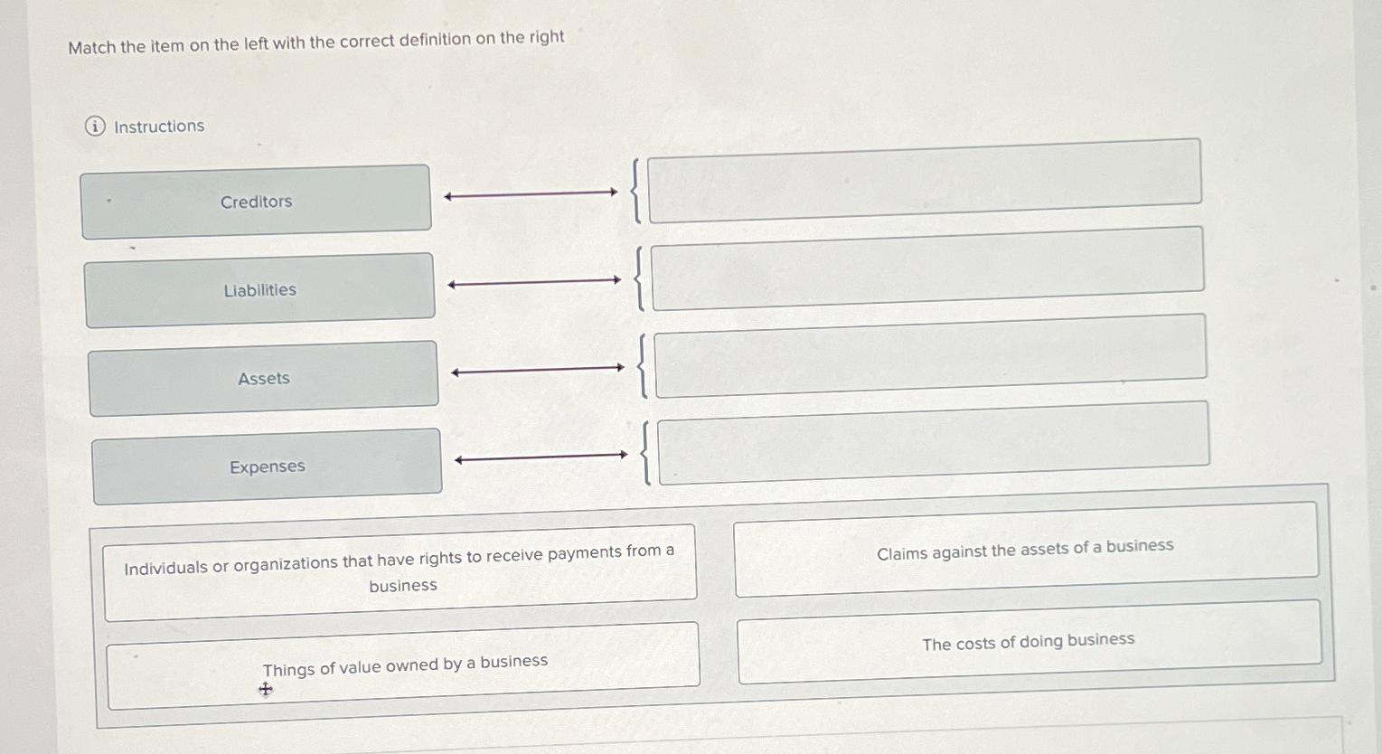 Solved Match the item on the left with the correct | Chegg.com