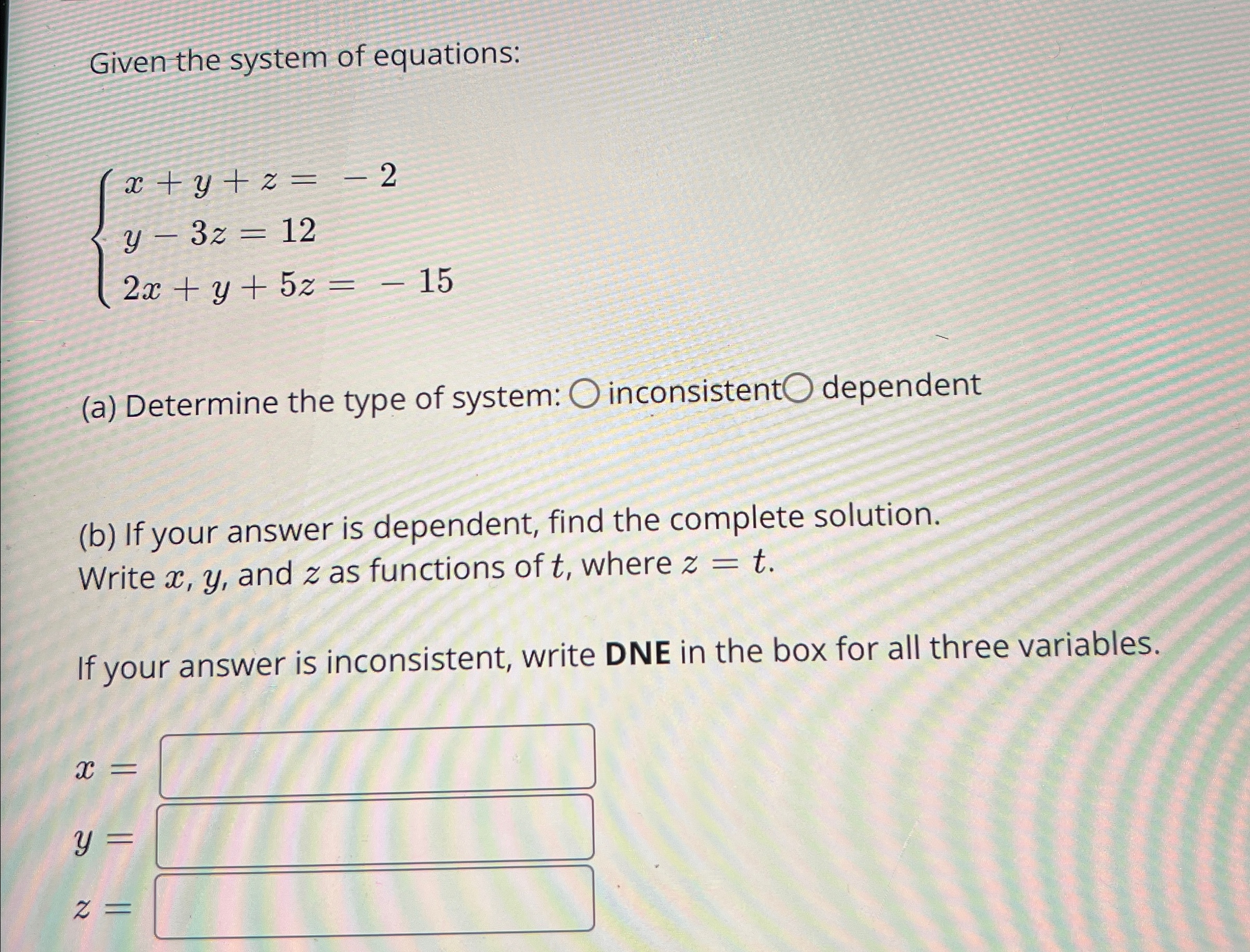 Solved Given the system of | Chegg.com