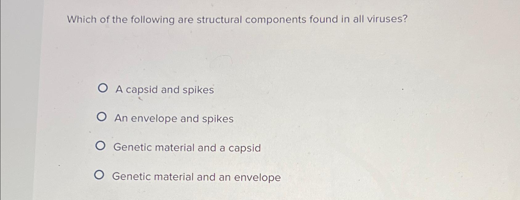 Solved Which of the following are structural components | Chegg.com