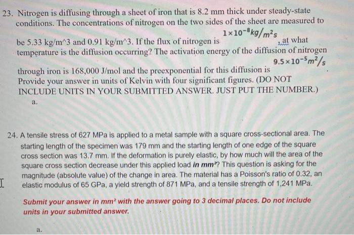 Solved 2 at what 23. Nitrogen is diffusing through a sheet | Chegg.com