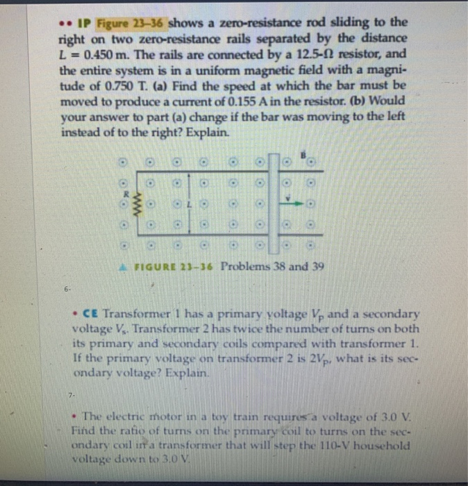 Solved IP Figure 23–36 shows a zero-resistance rod sliding | Chegg.com