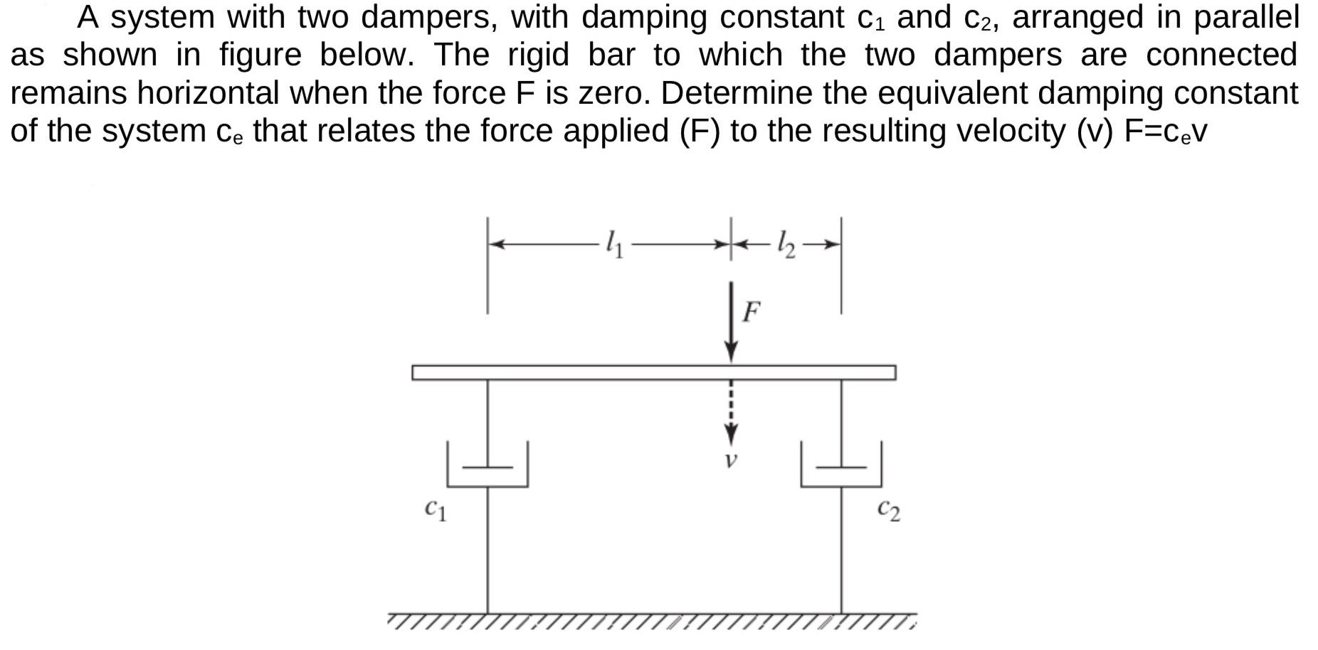 Solved A system with two dampers, with damping constant c1 | Chegg.com