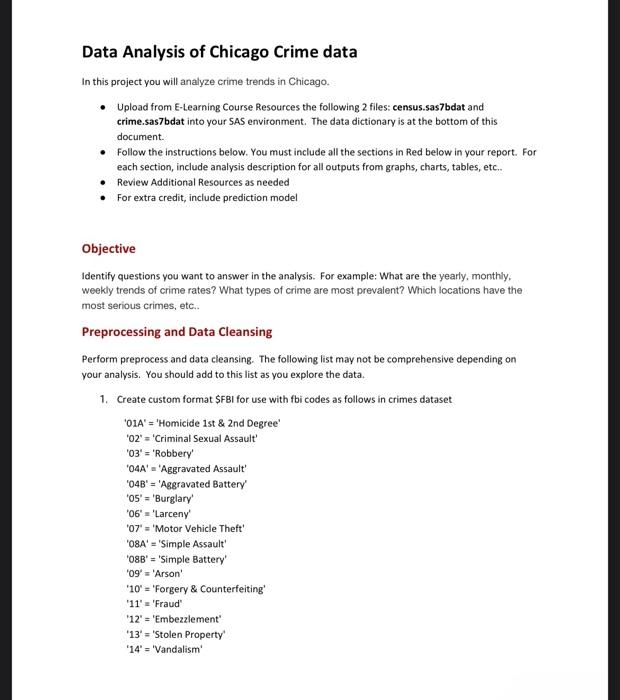 Solved Data Analysis of Chicago Crime data In this project | Chegg.com