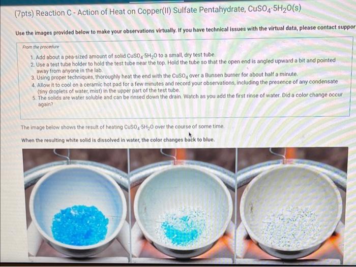Solved (7pts) Reaction C - Action of Heat on Copper(ll) | Chegg.com