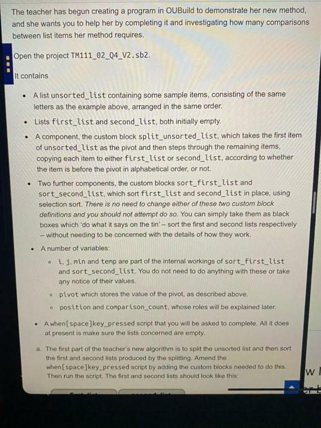 The teacher has begun creating a program in OUBuild | Chegg.com