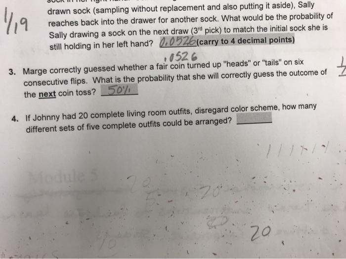 Solved SUUR HUITTO drawn sock (sampling without replacement | Chegg.com