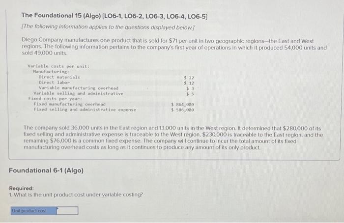 Solved The Foundational 15 (Algo) [LO6-1, LO6-2, LO6-3, | Chegg.com