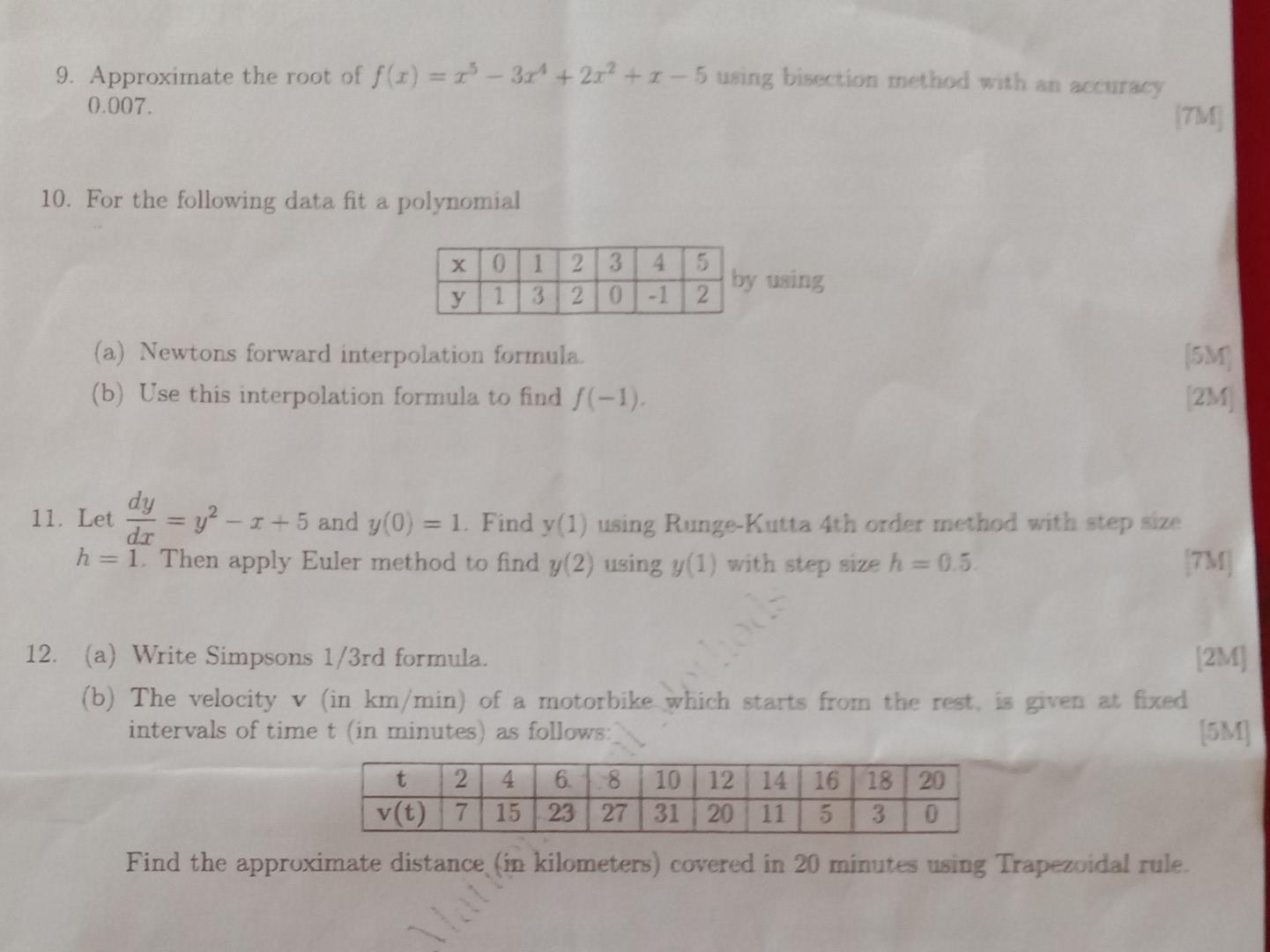 Solved 9. Approximate the root of f(x)=x3−3x4+2x2+x−5 using | Chegg.com