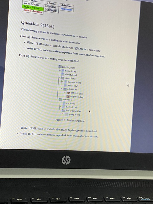 Solved write HTML code to make a hyperlink from menu.html to | Chegg.com