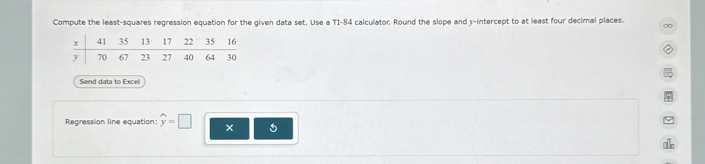 Solved Compute the least-squares regression equation for the | Chegg.com