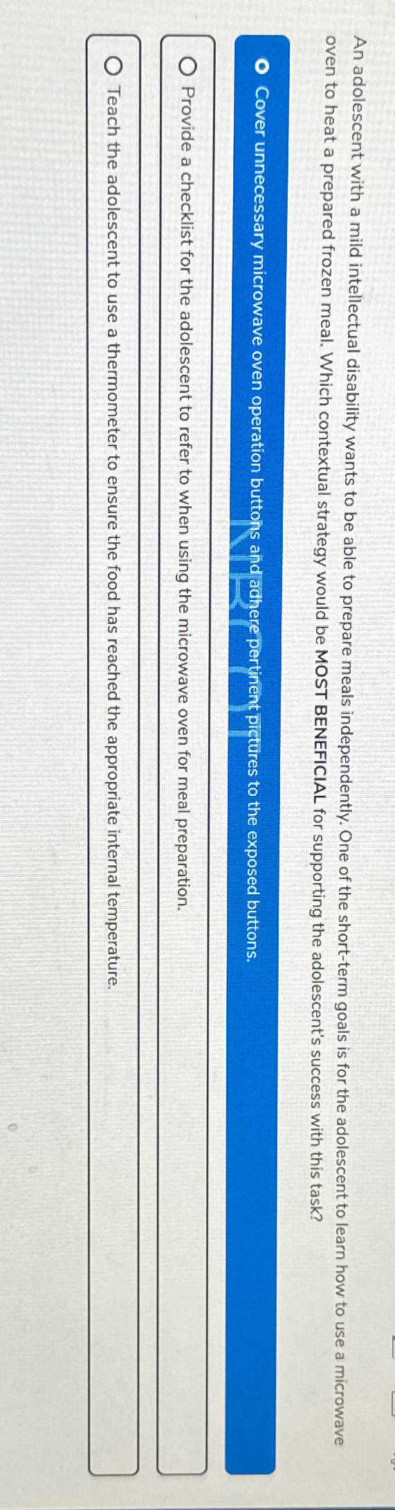 Solved An adolescent with a mild intellectual disability | Chegg.com